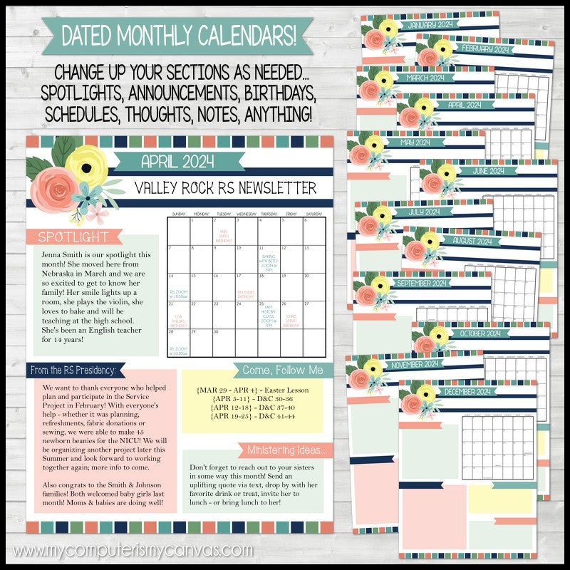 2024 EDITABLE Monthly Newsletter Templates {RS Collection} Printable ...