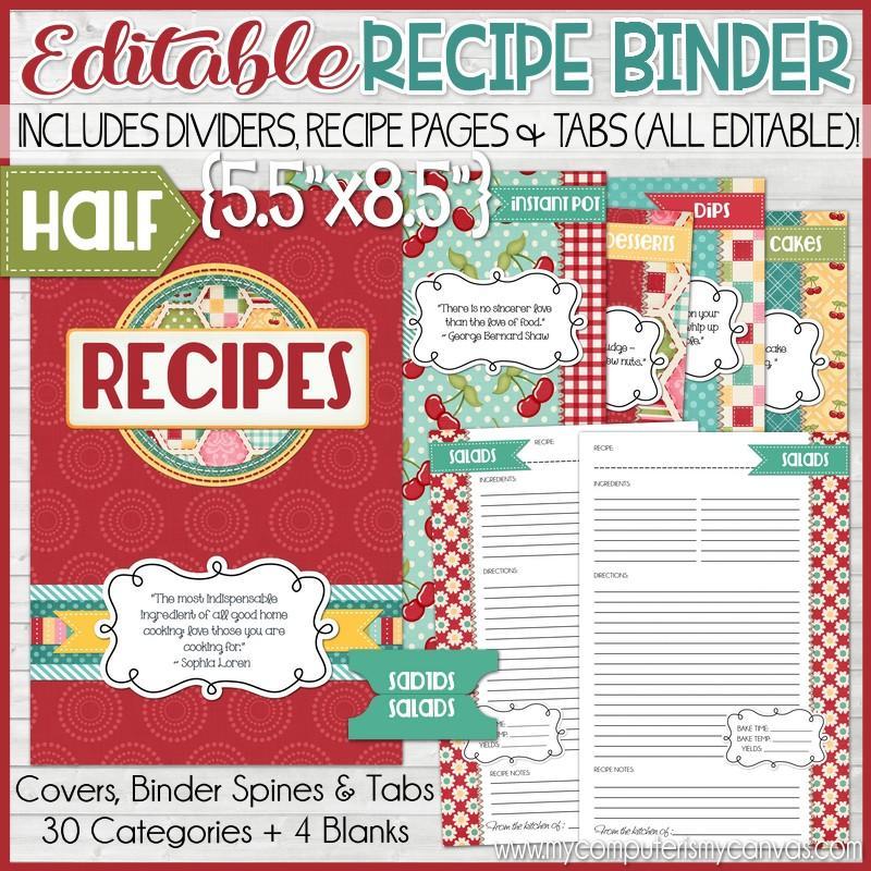 EDITABLE Recipe Collection {RED EDITION} Discounted Bundle – My ...