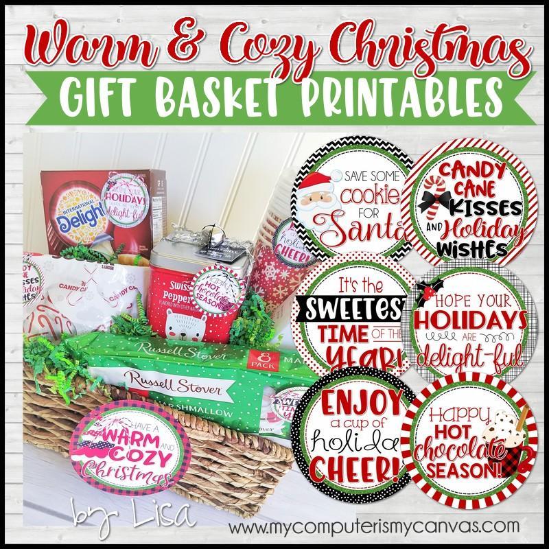 Merry Christmas Basket Gift Tags Printable DIY Christmas Gift Basket