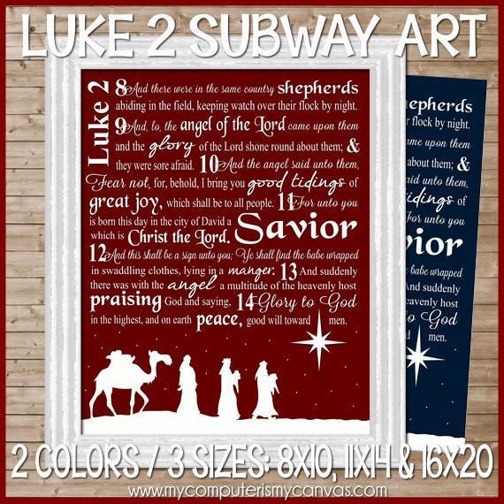 Luke 2 Nativity Christmas Subway Art PRINTABLES – Bloom to Balm | My ...