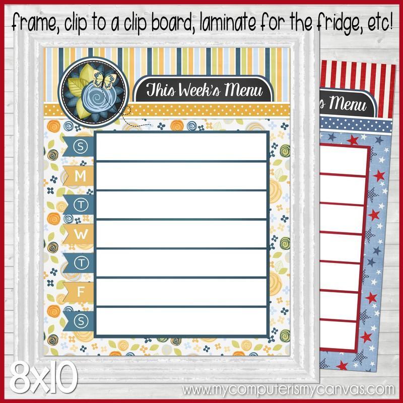 Monthly Menu Planners, Dry Erase {Annual Collection} PRINTABLE – My ...