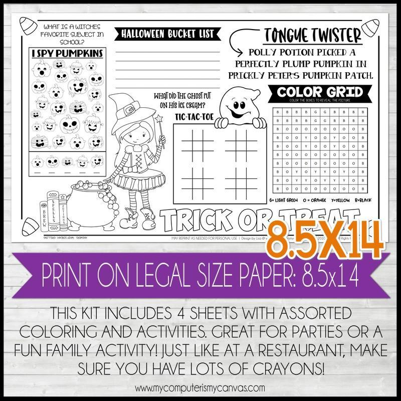 Placemat Activity Sheets {HALLOWEEN} PRINTABLE – My Computer is My Canvas