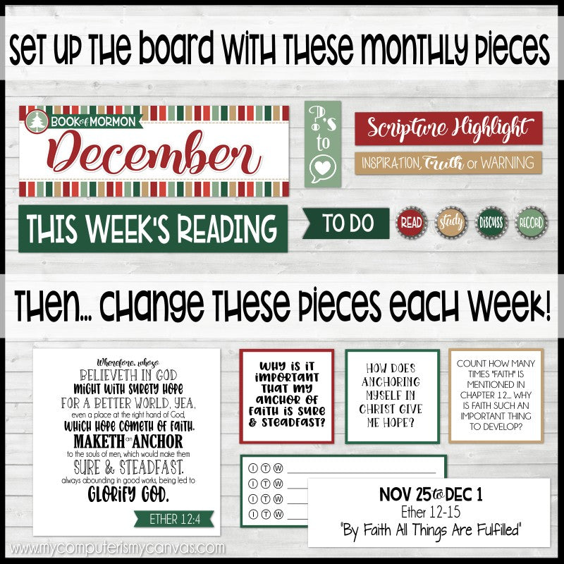 2024 CFM BOOK OF MORMON Family Bulletin Board Kit {DECEMBER} PRINTABLE ...