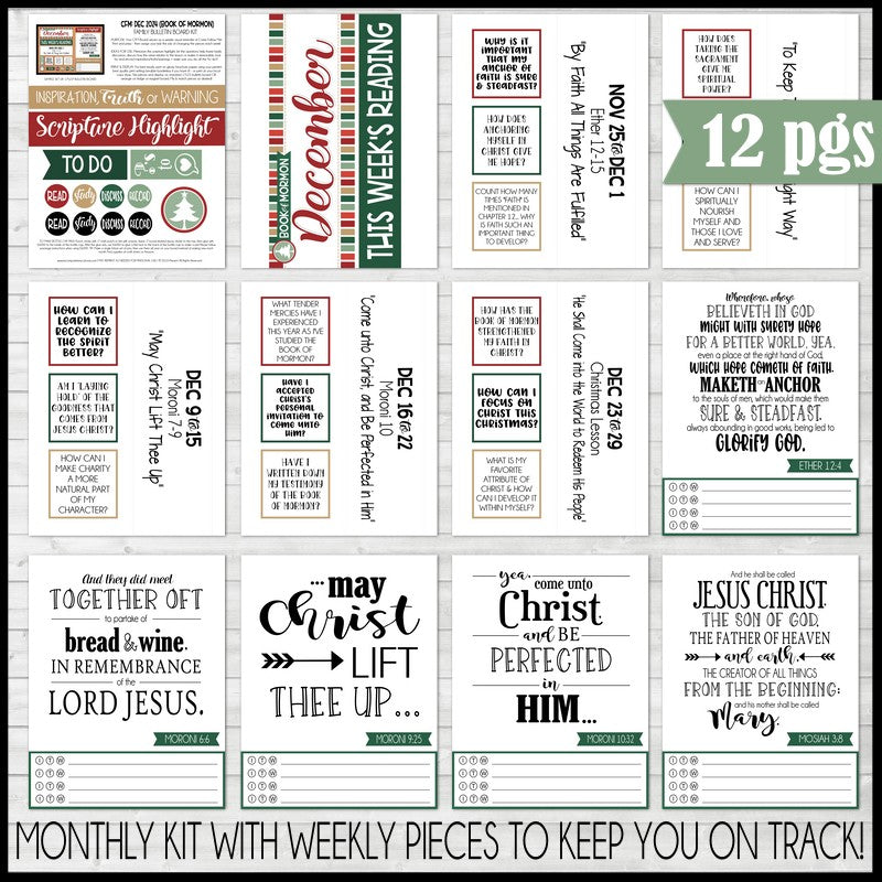 2024 CFM BOOK OF MORMON Family Bulletin Board Kit {DECEMBER} PRINTABLE ...