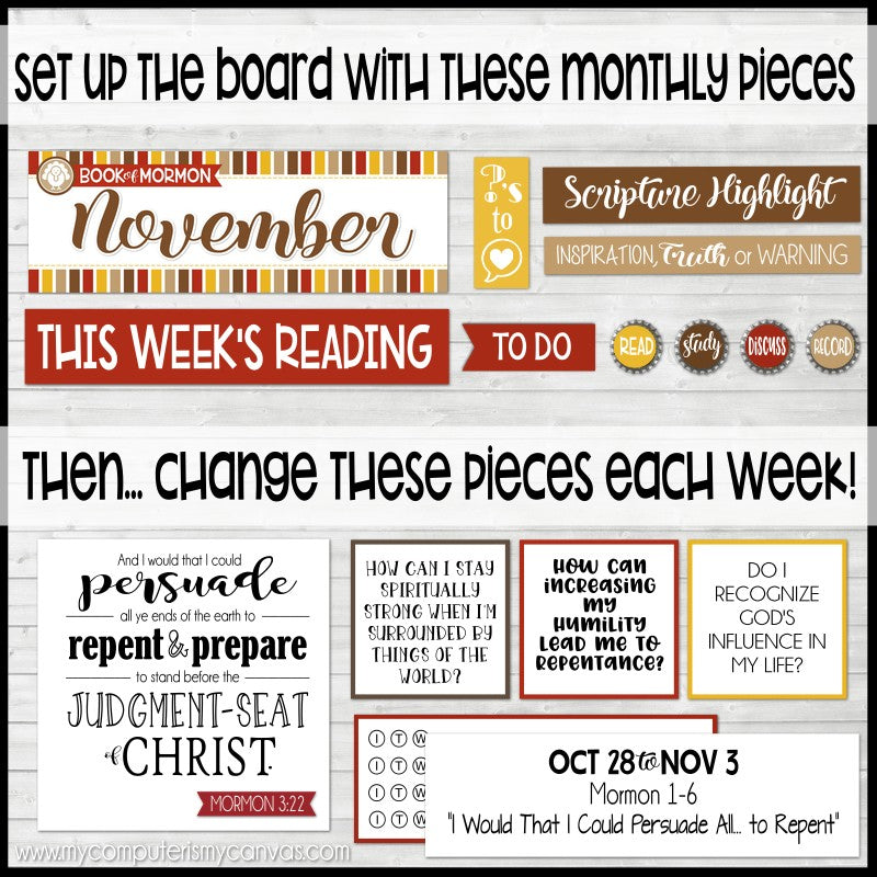 2024 CFM BOOK OF MORMON Family Bulletin Board Kit {NOVEMBER} PRINTABLE ...