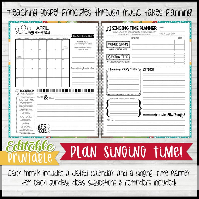 2024 Primary MUSIC LEADER Planner {EDITABLE} PRINTABLE – My Computer is ...