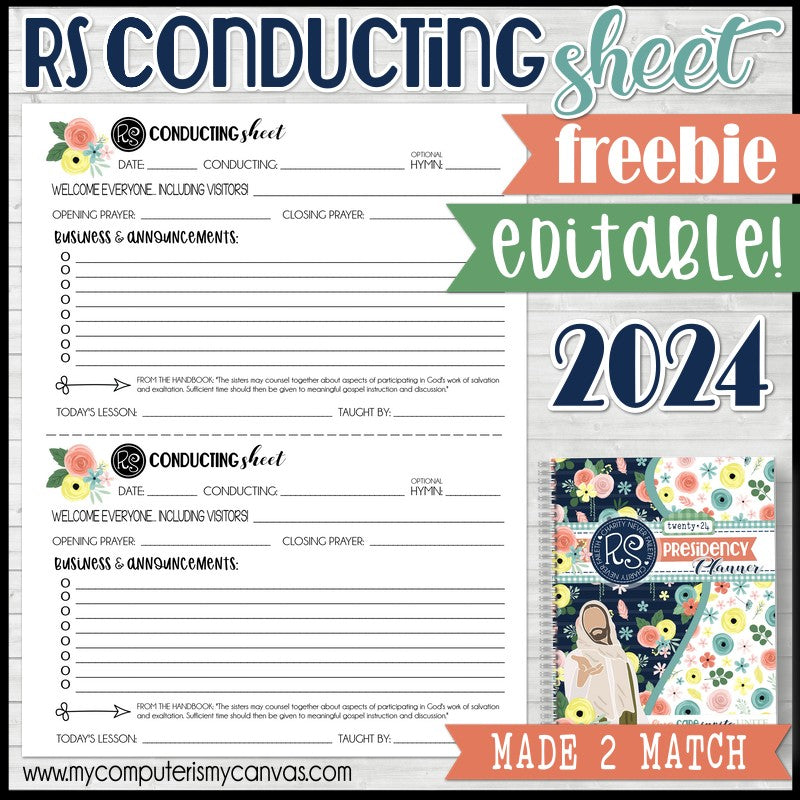 2024 RS Conducting Sheet {EDITABLE} FREE PRINTABLE – My Computer is My ...