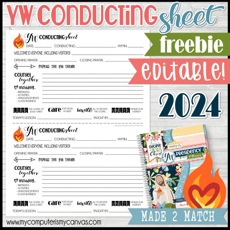 2024 YW Conducting Sheet {EDITABLE} FREE PRINTABLE – My Computer is My ...