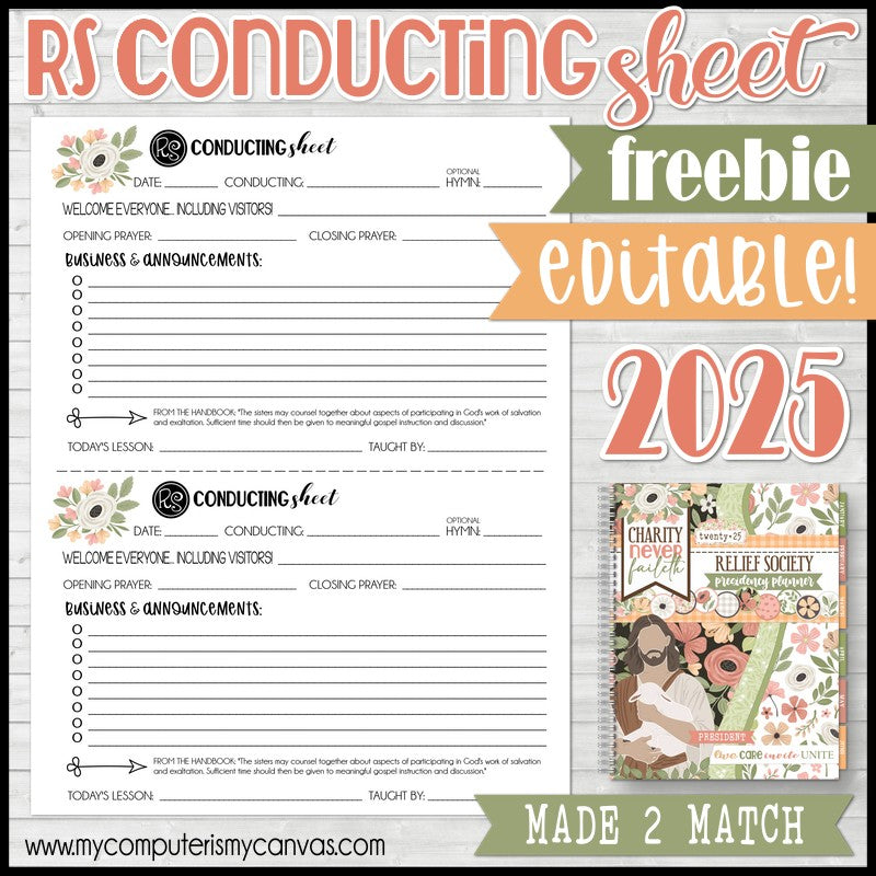 2025 RS Conducting Sheet {EDITABLE} FREE PRINTABLE – My Computer is My ...