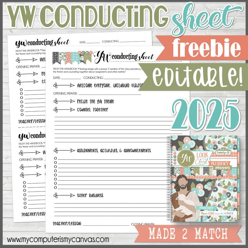 2025 YW Conducting Sheet {EDITABLE} FREE PRINTABLE – My Computer is My ...