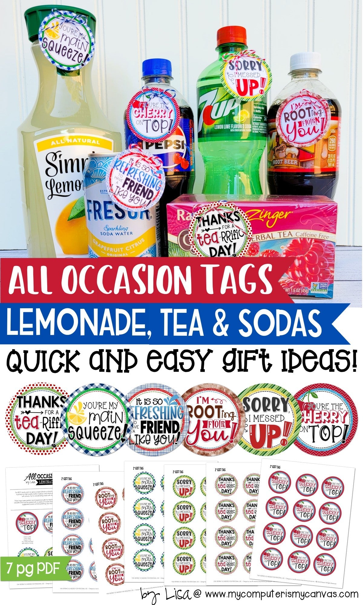 All Occasion Tags {LEMONADE, TEA & SODA} PRINTABLE – My Computer is My ...