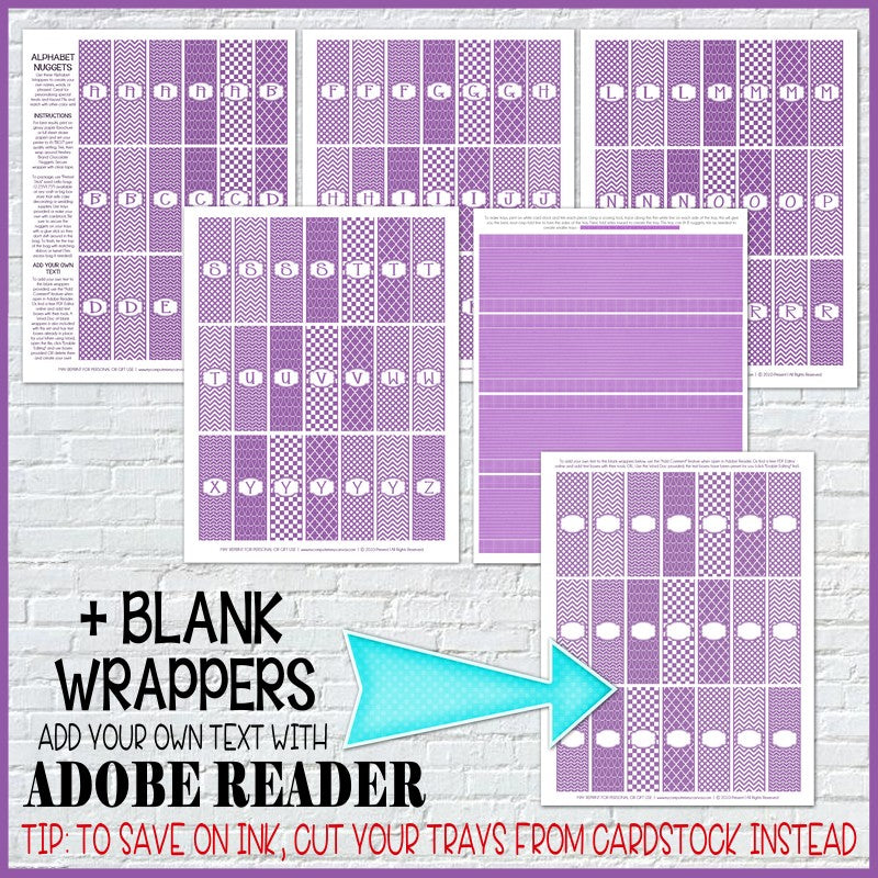 Alphabet + BLANK Nugget Wrappers {Purple} PRINTABLE – My Computer is My ...