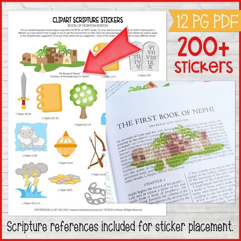 Book of Mormon Scripture Stickers {Clipart Style} PRINTABLE – My ...