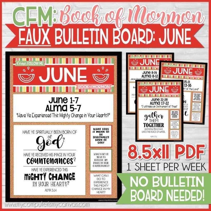 CFM BOOK of MORMON FAUX Bulletin Board Kit {JUNE 2020} PRINTABLE – My ...