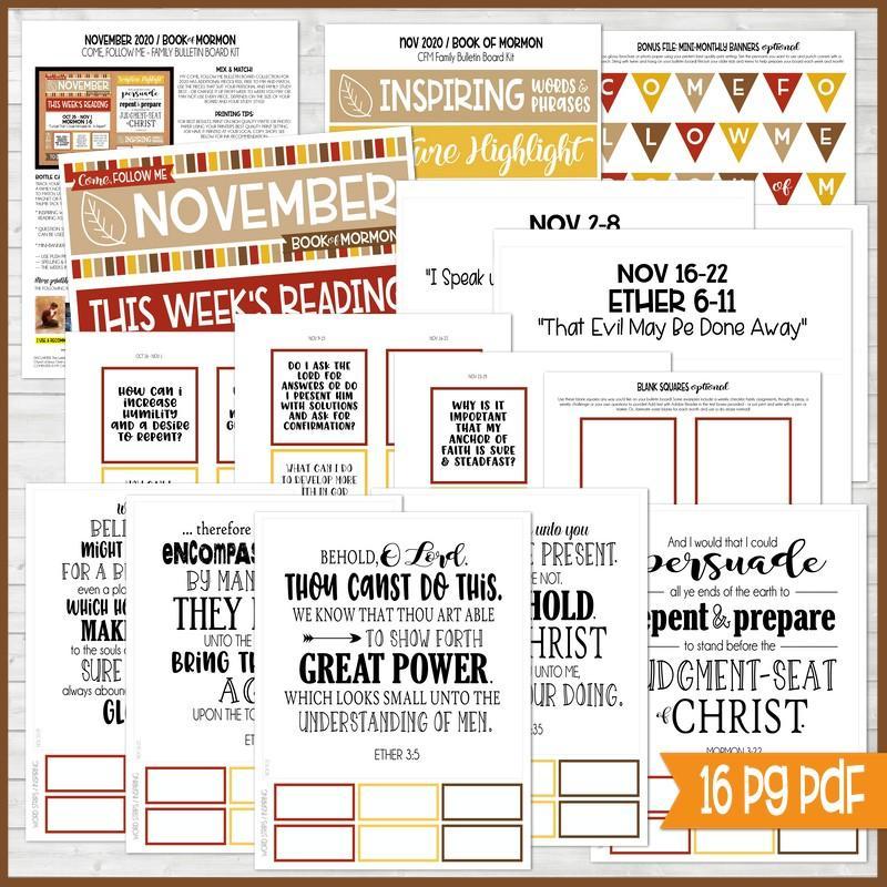 CFM BOOK of MORMON Family Bulletin Board Kit {NOV 2020} PRINTABLE – My ...