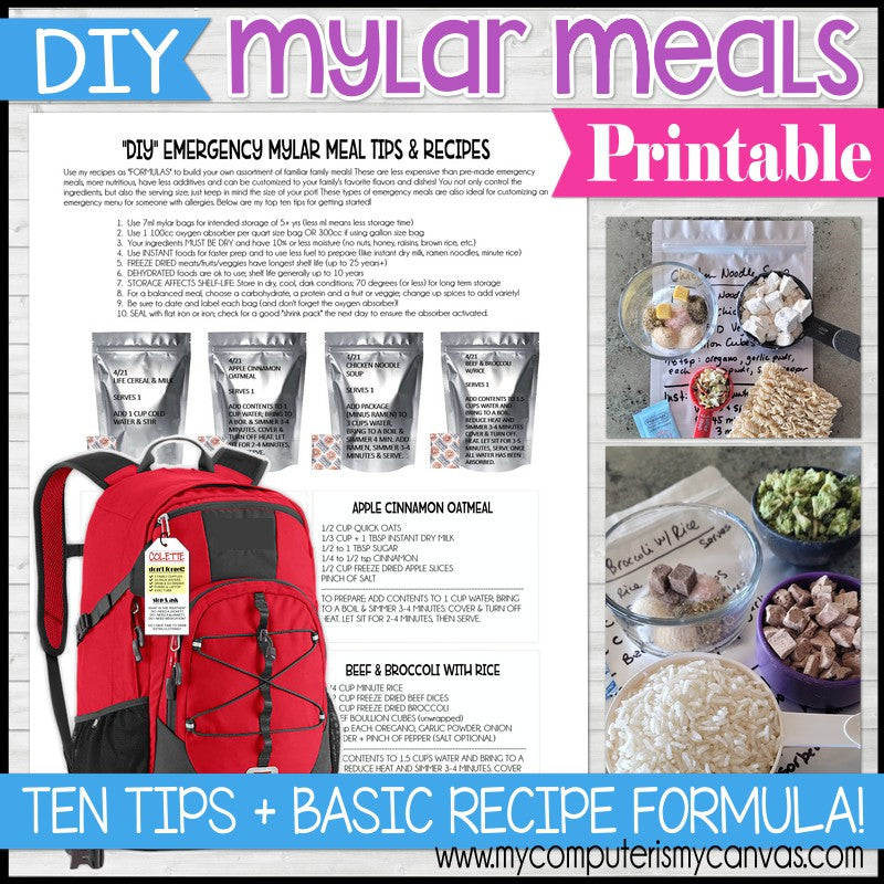 DIY Mylar Meals TIPS & RECIPES {Printable} – Bloom to Balm | My ...