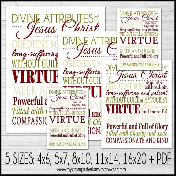 Divine Attributes of Jesus Christ Subway Art PRINTABLE – My Computer is ...