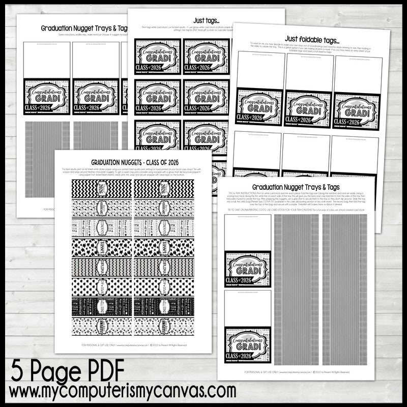 Class of 2026 Graduation Nugget Wrappers PRINTABLE – My Computer is My ...
