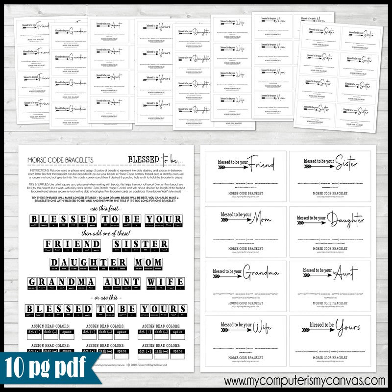 MORSE CODE BRACELET Printable {BLESSED TO BE YOUR...} – My Computer is ...