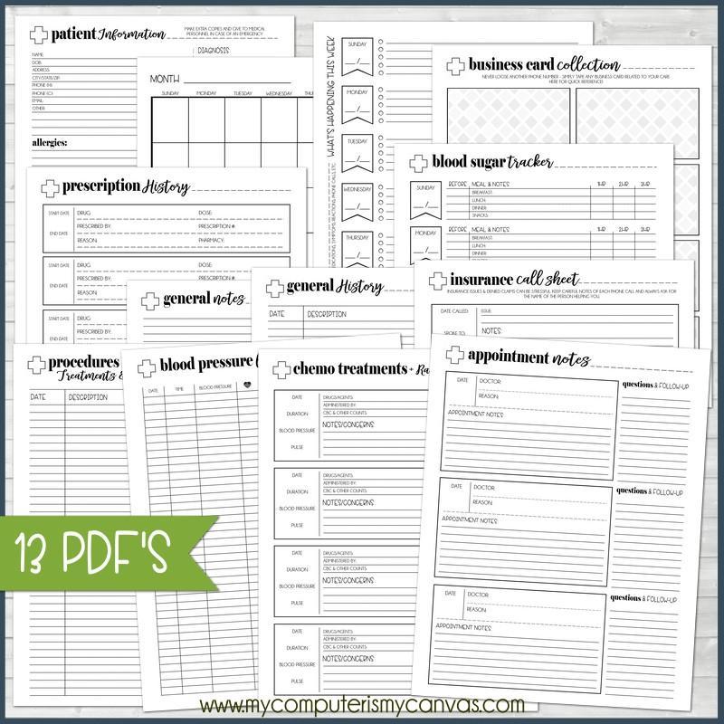 Medical Planner Kit {FULL SIZE; UNDATED} PRINTABLE – My Computer is My ...