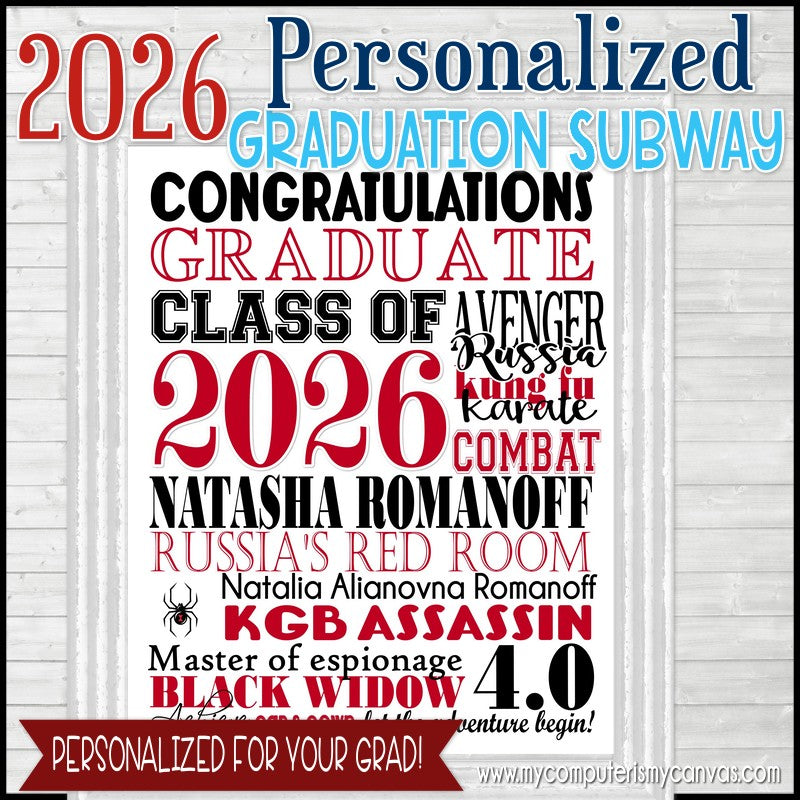 2026 Graduation Subway Art {Personalized} PRINTABLE – My Computer is My ...