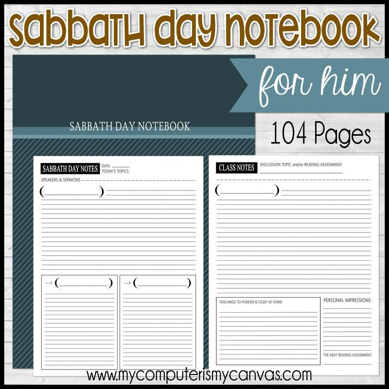 Sabbath Day Notebook {FOR HIM} PRINTABLE – My Computer is My Canvas