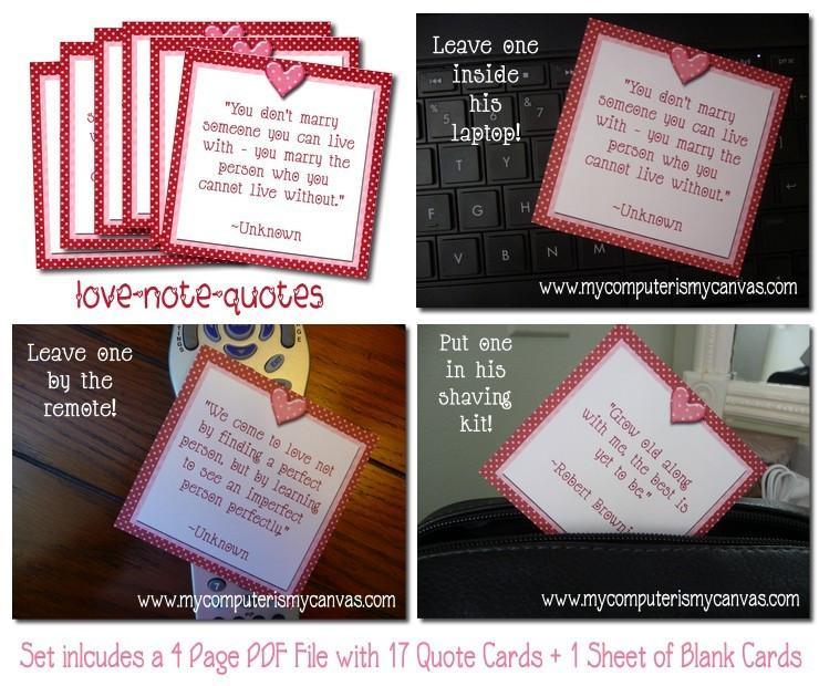 Valentine "Love Note" Quotes Tag Set PRINTABLE – My Computer is My Canvas